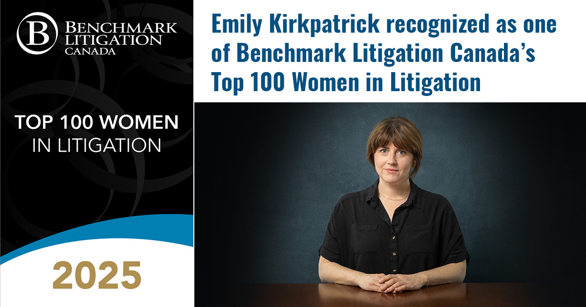 Benchmark Litigation ranks Emily Kirkpatrick among Canada's Top 100 ...